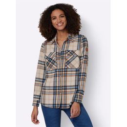 WITT WEIDEN Flanell-Bluse in mittelblau-elfenbein-kariert | Gr.: 44