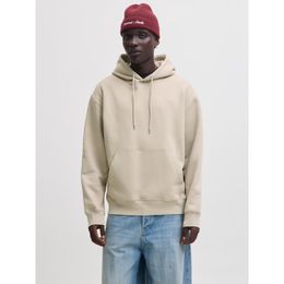 Jack & Jones Herren Kapuzensweatshirt &raquo;JJEACE SWEAT HOOD NOOS&laquo;, Baumwollmischung, relaxed fit beige XS
