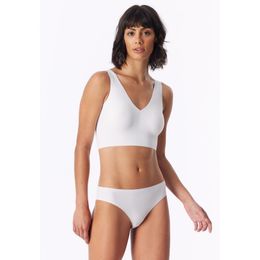 Schiesser Damen Bustier &raquo;Invisible Soft&laquo; Microfaser, Lasercut-Abschl&uuml;sse, V-Ausschnitt wei&szlig; 38, N-Gr