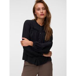 V&eacute;ro Moda Vero Moda Damen Langarmbluse &raquo;VMCASEY LS LACE SHIRT WVN NOOS&laquo; Viskosemischung, regular fit schwarz L