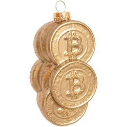 Weihnachtsbaumkugel &raquo;Baumschmuck Bitcoin gold 9cm&laquo; Dekoriert mit Liebe zum Detail gold Glas 9cm