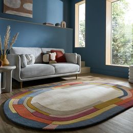 FLAIR RUGS Wollteppich &raquo;EMRYC&laquo; oval 8 mm H&ouml;he aus 100 % Wollflor, Ideal f&uuml;r moderne Einrichtungen bunt Wolle B : 200cm &Oslash; 27cm 1 Stk., 8mm, L: 290cm &Oslash; 