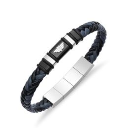 Police Herren Armband &raquo;Wavebreaker&laquo; blau 22cm, Edelstahl Kautschuk Leder