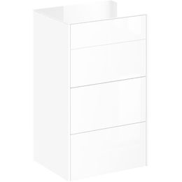 M&auml;usbacher Kommode Kommode BHT 52/89/42 cm, Push to open, Front+Oberplatte=Glas wei&szlig; B/H/T: 52cm x 89cm x 42cm, 3 Stk.