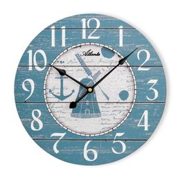 Atlanta Unisex Wanduhr Wohnzimmer, Esszimmer, K&uuml;che, Arbeitszimmer, Flur, B&uuml;ro, G&auml;stezimmer blau &Oslash; 30cm