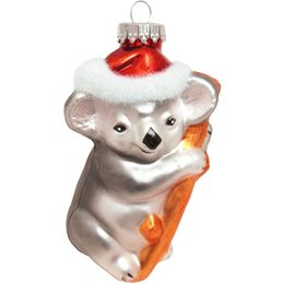 Weihnachtsbaumkugel &raquo;Baumschmuck Koala mit Santa Hut silber 11cm&laquo; Dekoriert mit Liebe zum Detail silber Glas 12cm