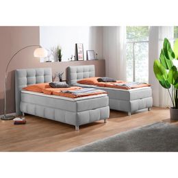 Home Affaire Boxbett &raquo;Marvao inkl. Bettkasten und Topper&laquo; Boxbett mit Bettkasten, inkl. Topper grau Microfaser, Liegefl&auml;che B/L: 90cm x 200cm, Gewicht
