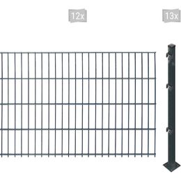 Arvotec Doppelstabmattenzaun &raquo;ESSENTIAL 83 zum Aufschrauben&laquo; Zaunh&ouml;he 83 cm, Zaunl&auml;nge 2 - 60 m grau Kunststoff, Stahl H/L: 83cm x 24m, Pfosten: 13 Stk.