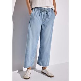 Street One Damen Street One Weite Jeans mit elastischem Bund und Tunnelzug, in L&auml;nge 26 blau 33, L&auml;nge 26