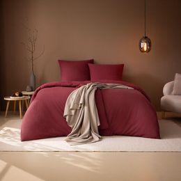 Estella Bettw&auml;sche &raquo;Latemar&laquo; 2 rot Flanell, Bezug: 100% Baumwolle B/L: 155cm x 220cm, 1 Stk., 1 Stk., Flanell, B/L: 80cm x 80cm, 2