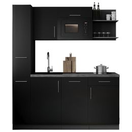 respekta K&uuml;che &raquo;Oliver&laquo; zerlegt, wahlweise mit Mikrowelle, mit Soft Close, Breite 175 cm schwarz B/H/T: 175cm x 205cm x 60cm,mit Mikrowelle