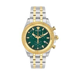 Versace Herren Chronograph &raquo;FORNAX&laquo; Quarzuhr, Armbanduhr, Herrenuhr, Swiss Made, Edelstahlarmband, analog gold Einheitsgr&ouml;&szlig;e