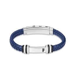 Police Herren Armband &raquo;Highbridge&laquo; 22,5cm, Edelstahl Kautschuk Leder