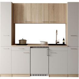 respekta K&uuml;chenzeile &raquo;Ingrid&laquo; zerlegt, wahlweise mit K&uuml;hlschrank, Soft-Close-Funktion, Breite 210 cm beige B/H/T: 210cm x 200cm x 60cm,mit K&uuml;hlschrank