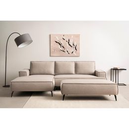 OTTO home Ecksofa &raquo;TVINNU Leinenoptik, L-Form, 275 cm, mit Hocker&laquo; stellbar zum Schlafsofa (Krokodilverbinder) beige B/H/T: 275cm x 83cm x 173cm, 