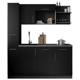 respekta K&uuml;che &raquo;Oliver&laquo; zerlegt, wahlweise mit Mikrowelle, mit Soft Close, Breite 175 cm schwarz B/H/T: 175cm x 205cm x 60cm, ohne Mikrowelle