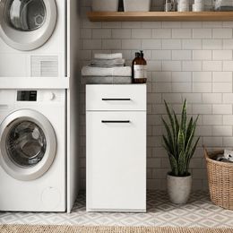 KOCHSTATION W&auml;scheschrank &raquo;KS-Linda&laquo; Breite 40 cm, mit integriertem W&auml;schekorb, 25mm starke W&auml;nde wei&szlig; wei&szlig;, B/H/T: 40cm x 97,5cm x 66,6cm, Schubladen