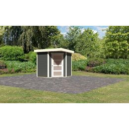 Karibu Gartenhaus &raquo;Schwandorf 3&laquo; aus hochwertiger nordischer Fichte grau Holzwerkstoff ohne Fu&szlig;boden, ohne R&uuml;ck- und Seitenwand, ohne Dacheindeckung