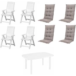 ProGarden Garten-Essgruppe &raquo;Tampa + Faro&laquo; Set, 9 tlg. bestehend aus 4 Sessel, 4 Auflagen und 1 Tisch grau Baumwollmix, Polypropylen B/H/T: 85cm x 137cm x 109cm,