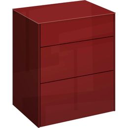 M&auml;usbacher Kommode Kommode BHT 52/63/42 cm, Push to open, Front+Oberplatte=Glas rot B/H/T: 52cm x 63cm x 42cm, 2 Stk.