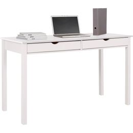 Home affaire Schreibtisch &raquo;Gava&laquo; massives Kiefernholz, f&uuml;r das home office, Breite 100/120/140 cm wei&szlig; B/H/T: 140cm x 80cm x 60cm