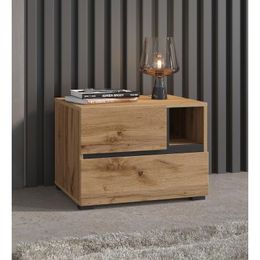 OTTO home Nachtkommode &raquo;Cross, moderner griffloser Nachtschrank&laquo; Nachttisch, Nachtkonsole mit 2 Schubladen braun B/H/T: 55cm x 40cm x 40cm, 2 Stk.