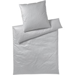 Elegante Bettw&auml;sche &raquo;Sister Stripe&laquo; 2 Stk. angenehmes Hautgef&uuml;hl silber Mako-Jersey, Obermaterial: 100% Baumwolle B/L: 155cm x 220cm, 1 Stk., 1 Stk., Mako-