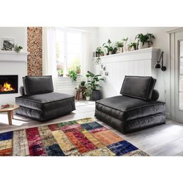 OTTO home XXL-Sessel &raquo;Miro&laquo; XXL-Sessel wandelbar zum G&auml;stebett grau Samtvelours, B/H/T: 110cm x 98cm