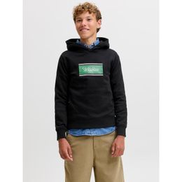 Jack & Jones Junior Herren Kapuzensweatshirt &raquo;JJBUSTER SWEAT HOOD BTS SN JNR&laquo;, Baumwollmischung, regular fit schwarz 176