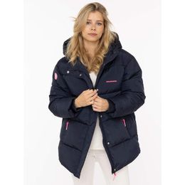 Zwillingsherz Damen Steppjacke &raquo;&bdquo;Love More&ldquo;&laquo; Kapuze mit Tunnelzug, verdeckter Rei&szlig;verschluss, dezente Details blau L