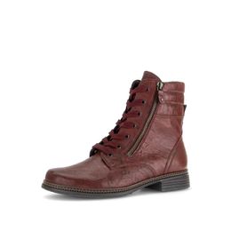 Gabor Damen Schn&uuml;rstiefelette Blockabsatz, Schn&uuml;rboots mit gepolstertem Schaftrand rot 38,5