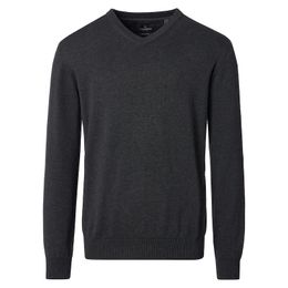 Casamoda Herren Casamoda Strickpullover &raquo;Pullover&laquo; Baumwolle / V-Ausschnitt / Unifarben grau 3XL