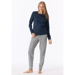 Schiesser Damen Schlafanzug &raquo;Casual Essentials&laquo; 2 Baumwolle, Rundhalsausschnitt, lang&auml;rmelig 42