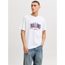 Jack & Jones Jack & Jones Herren T-Shirt &raquo;JJAERO TEE SS CREW NECK&laquo; Baumwolle, regular fit wei&szlig; M