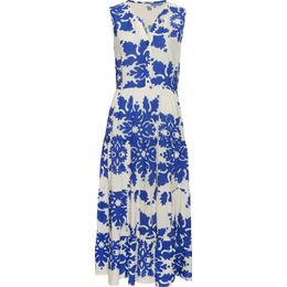 Vivance Damen Maxikleid creme-blau bedruckt Gr&ouml;&szlig;e 40