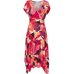 Vivance Damen Midikleid rot-lila-pink bedruckt Gr&ouml;&szlig;e 46