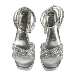 Buffalo Damen High-Heel-Pumps "Buffalo Buffalo June Glam - Vegan Nappa/Glitter", Gr. 41, silber, Kunstfaser, unifarben, Schuhe