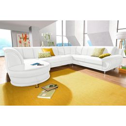 Wohnlandschaft Trendmanufaktur, B:320cm H:85cm T:94cm, wei&szlig;, Softlux-Kunstleder;Primabelle-Microfaser;NaturLeder (handschuhweiches Rindsleder in Sitz