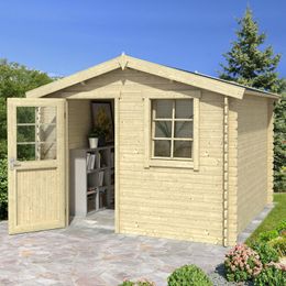 Gartenhaus Lasita Maja, beige, Holzwerkstoff, Gartenh&auml;user, "Nina 275", Blockbohlenhaus 28mm