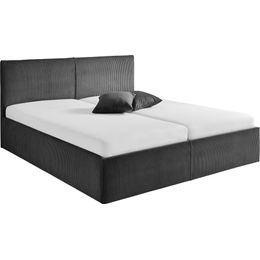 Polsterbett, B:188cm L:210cm, grau, Westfalia Schlafkomfort, Bezug. Hochwertiger Breitcord, 100% Polyester pflegeleicht, Polsterung: Polsterwatte,