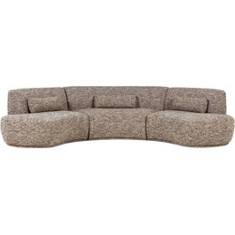 Big-Sofa Woood, B:320cm H:74cm T:176cm, braun, Sofas, "Batavier 6-Sitzer Melange-Webstoff halbrunde Form B320 x T176 x H74 cm", 6-Sitzer,Tragkraft