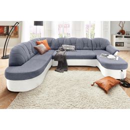 Wohnlandschaft DOMO collection, B:293cm H:84cm T:180cm, wei&szlig;, (gepr&auml;gte) Luxus-Microfaser (100% Polyester);Kunstleder SOFTLUX / Struktur (100%
