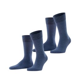 Falke Damen Socken "Happy 2-Pack", Gr. 43, blau, Obermaterial: 80% Baumwolle CO. 18% Polyamid PA. 2% Elasthan EL., glatt, Socken