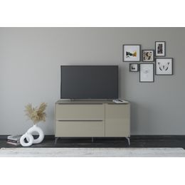 Lowboard, B:137cm H:78cm T:42cm, beige, SET ONE BY Musterring, Glas, Holzwerkstoff, Wohnzimmer, Sideboards, "Reno", Mit Winkelfu&szlig; in diversen Farben,