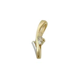 Gallay Anh&auml;nger 19x6mm bicolor rhodiniert mit Zirkonia 9Kt GOLD