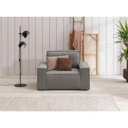 Sessel OTTO HOME, B:120cm H:85cm T:86cm, grau, 100% Polyester, Wohnzimmer, Sessel, "SHERWOOD Samtvelours Love-Seat", passend zur Polster-Serie