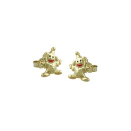 Gallay Ohrstecker Ohrring 8x6mm Clown gl&auml;nzend farbig lackiert 9Kt GOLD