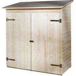 Garten-Ger&auml;teschrank Weka, beige, Massivholz, Metall, Ger&auml;teh&auml;user, "Garten-/Terrassenschrank 361 Gr.2", Flachdach, 14mm