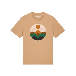 Watapparel Shirt 'Geometric Landscape 2' Herren Gr&ouml;&szlig;e M beige / braun / gr&uuml;n