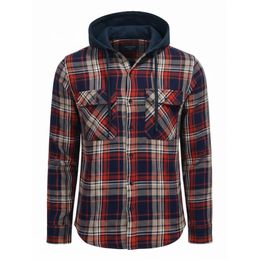 Radwa Button Up Shirt 'Mens flannel with hooddie' male size L Cherry red